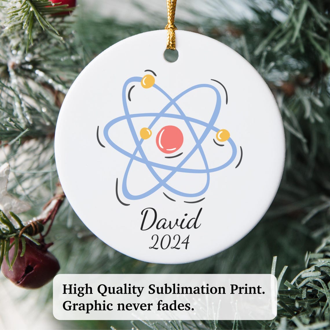 Personalized Atom Ornament, Atom Christmas Ornament, Atom Xmas Ornament ...