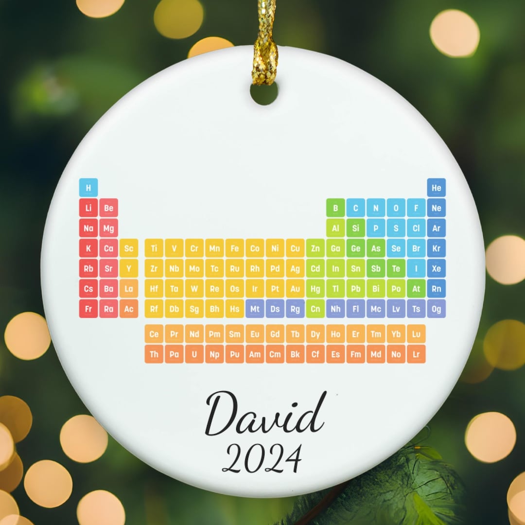 Personalized Periodic Table Ornament, Periodic Table Christmas Ornament ...