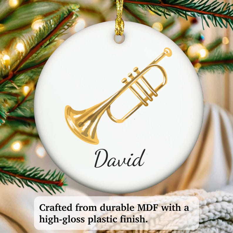 Trumpet Ornament, Trumpet Personalized Ornament, Trumpet Christmas ...