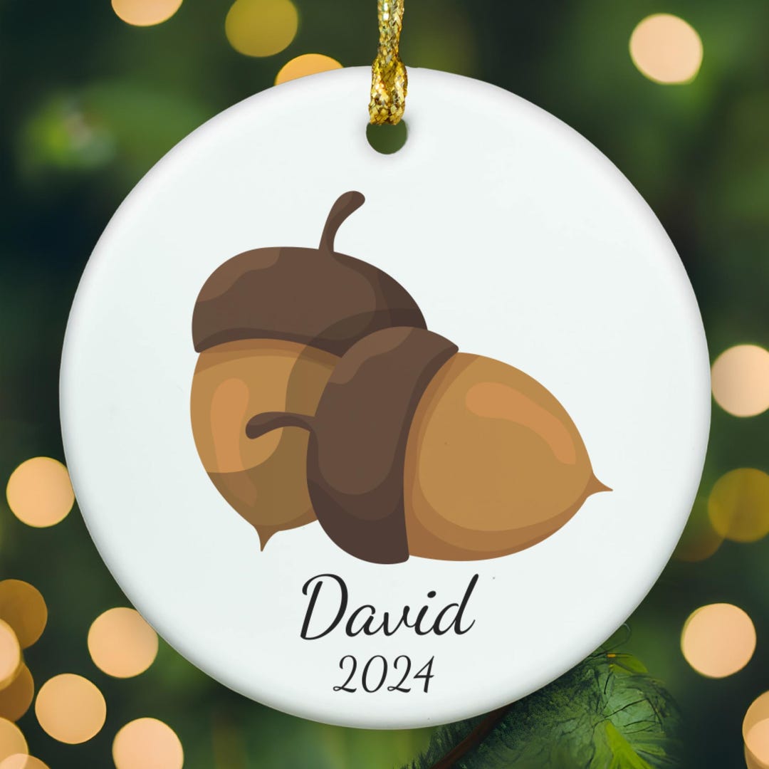 Personalized Acorns Ornament, Acorns Christmas Ornament, Acorns Xmas ...