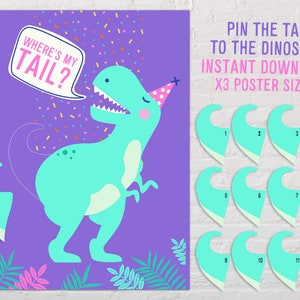 Pin the Tail on the Dinosaur Printable Birthday Party Game | Etsy Australia