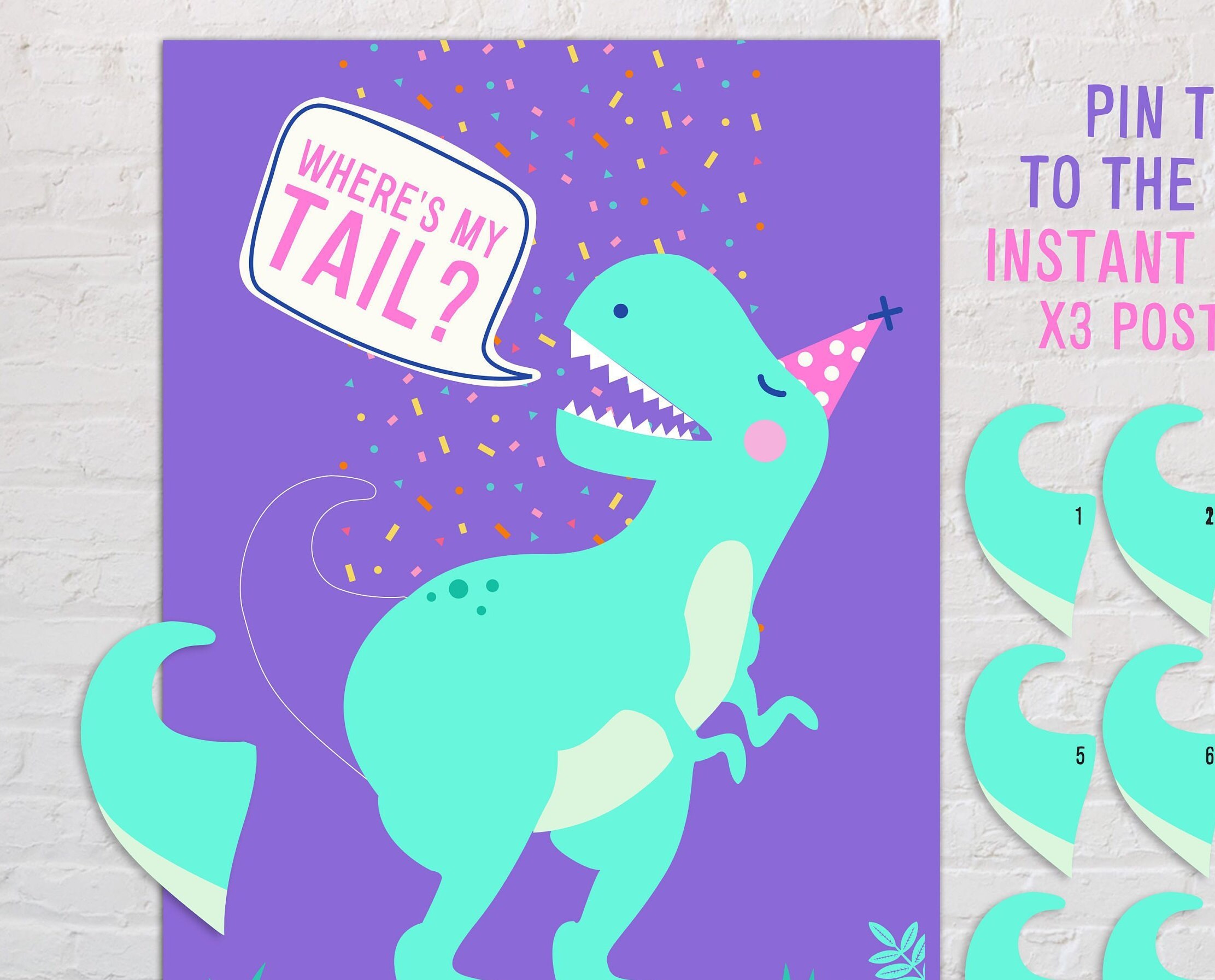 Pin the Tail on the Dinosaur Printable Birthday Party Game - Etsy Australia