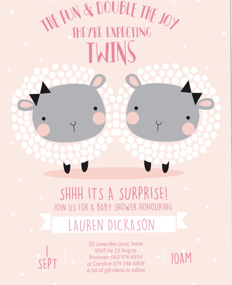 INSTANT DOWNLOAD Twins Baby Shower Invitation Double the Fun | Etsy