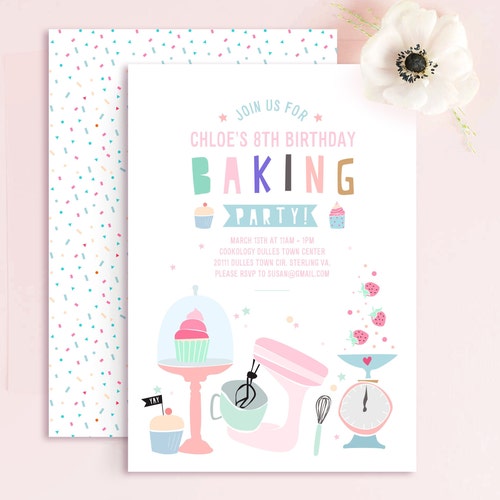 Editable Baking Birthday Party Invitation Kids Cooking - Etsy