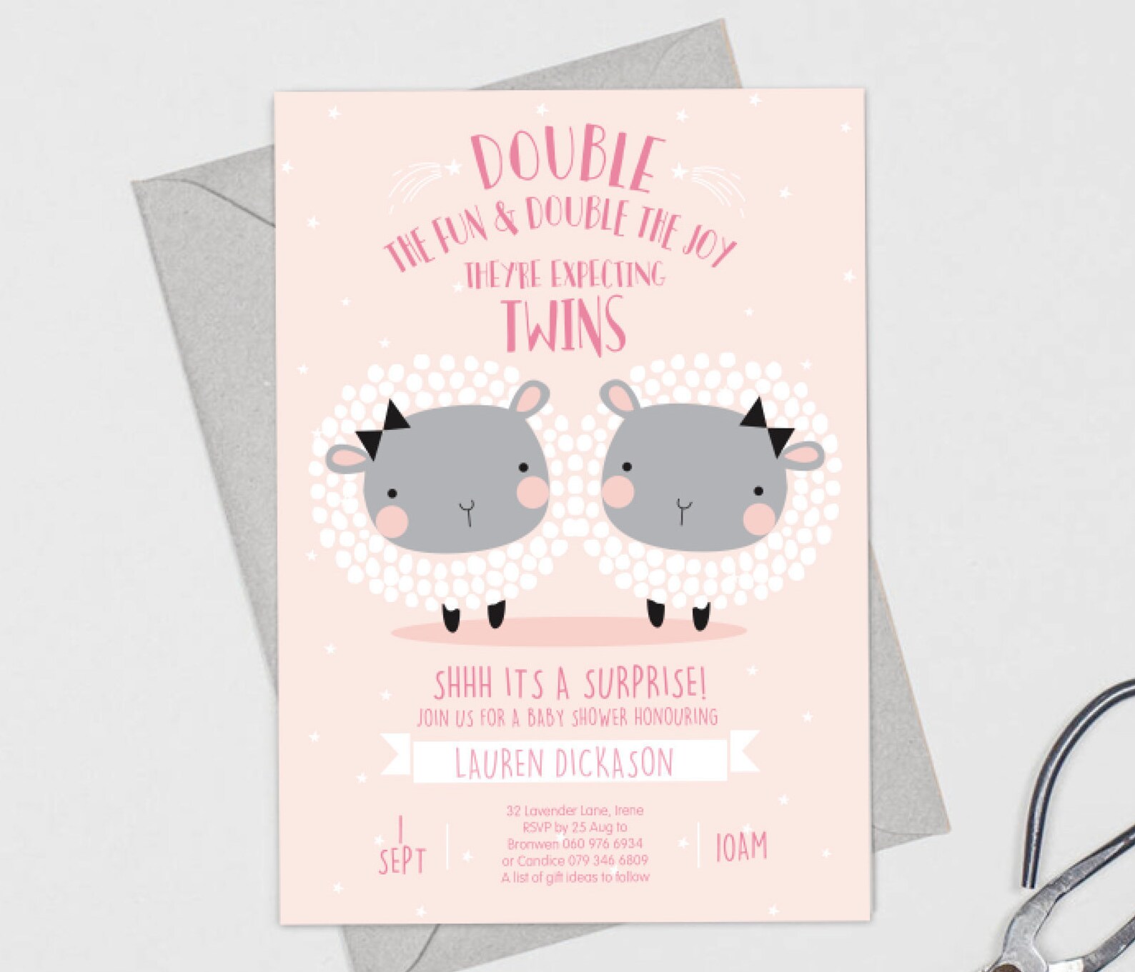 INSTANT DOWNLOAD Twins Baby Shower Invitation Double the Fun | Etsy