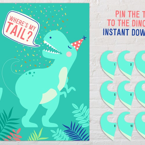 Pin the Tail on the Dinosaur Printable Birthday Party Game - Etsy Australia