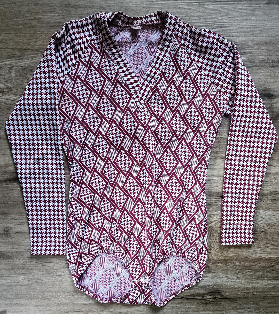 Vintage Danskin Bodysuit Maroon, White Geometric 70's 80s Med. - Etsy