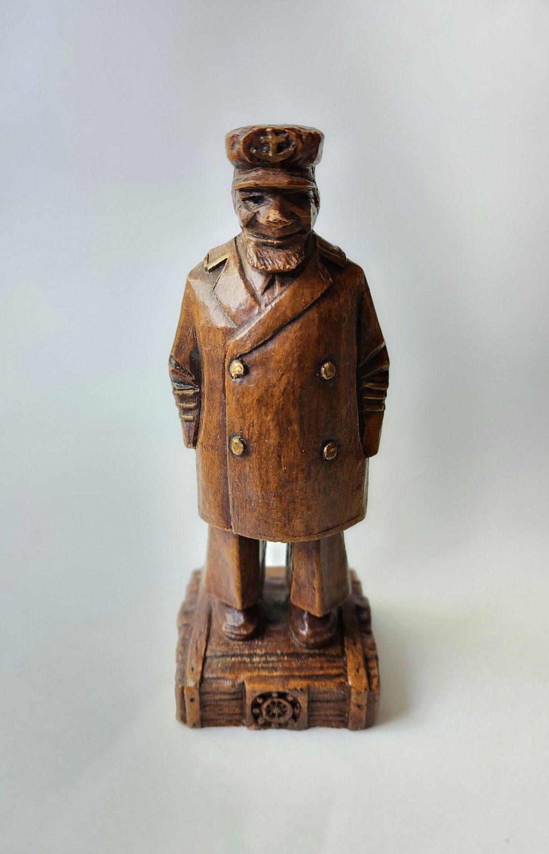 Syroco Wood Sea Captain, Fisherman, Hand Carved Wood Collectible Beach ...