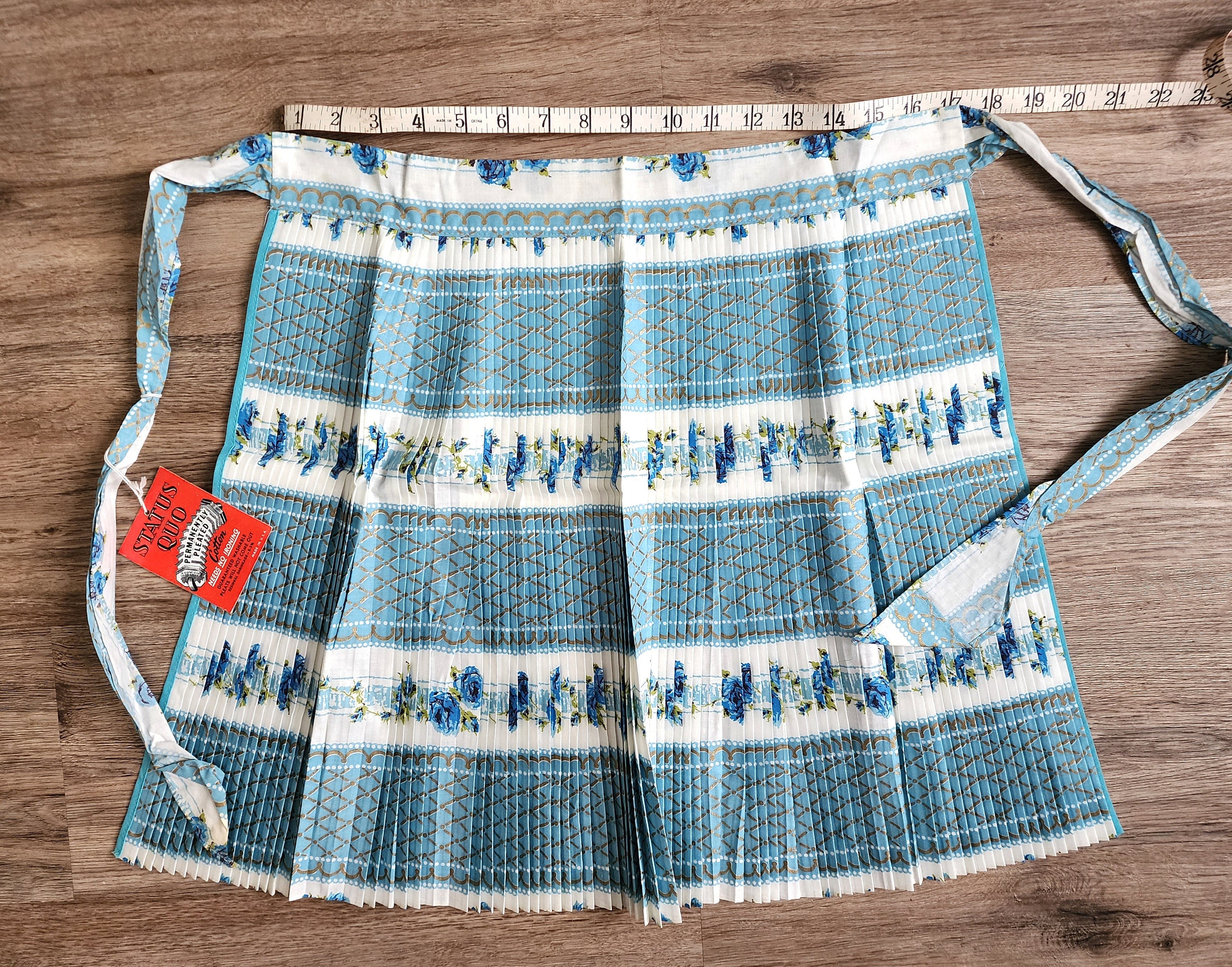 Apron, Pleated, by Status Quo, USA 1950's, 1960's NWT, Blue and White ...