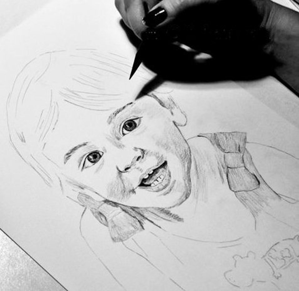 Portraits au crayon à partir de photos | Etsy
