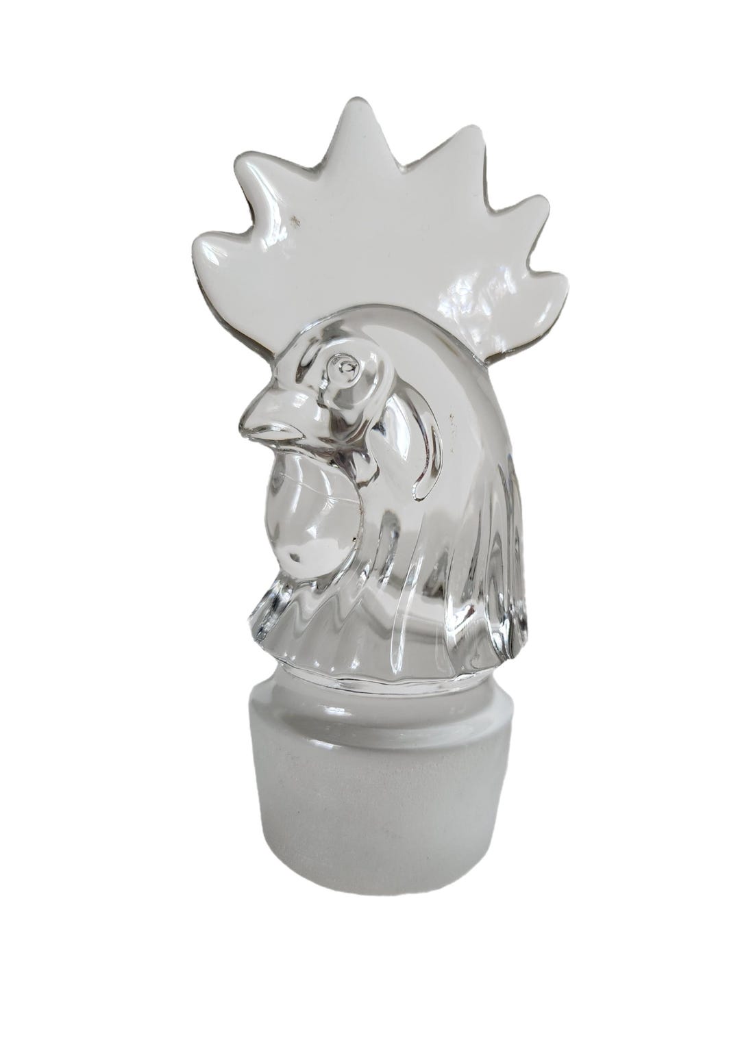 Glass Rooster Head Stopper, Heisey. Decoration Piece or Decanter Top ...