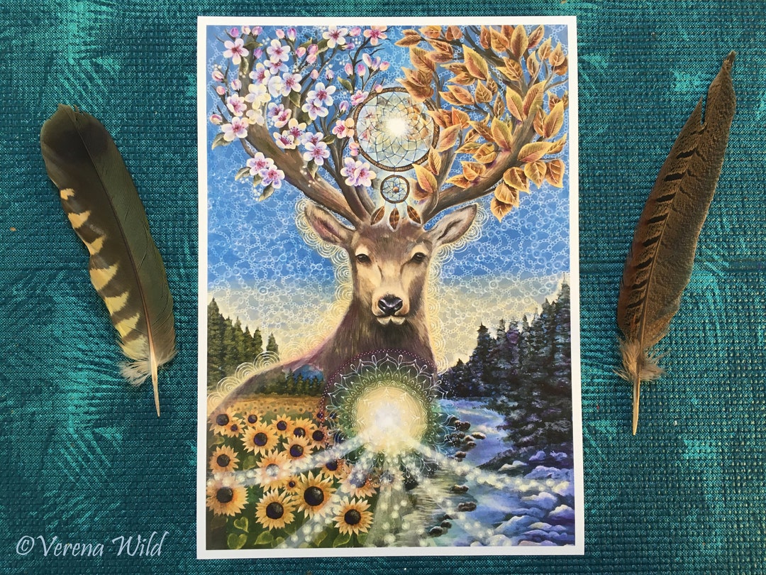 Magic Deer A4 Fine Art Print - Etsy