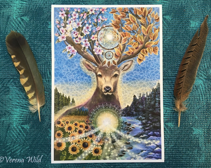 Magic Deer A4 Fine Art Print - Etsy