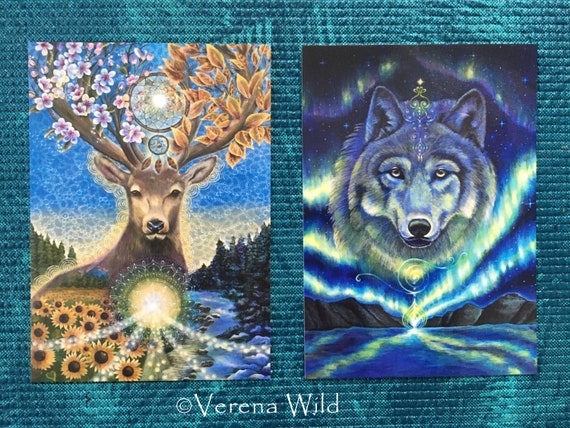 light spirit animals dream visionary Size A6 lightworker Postcard ...