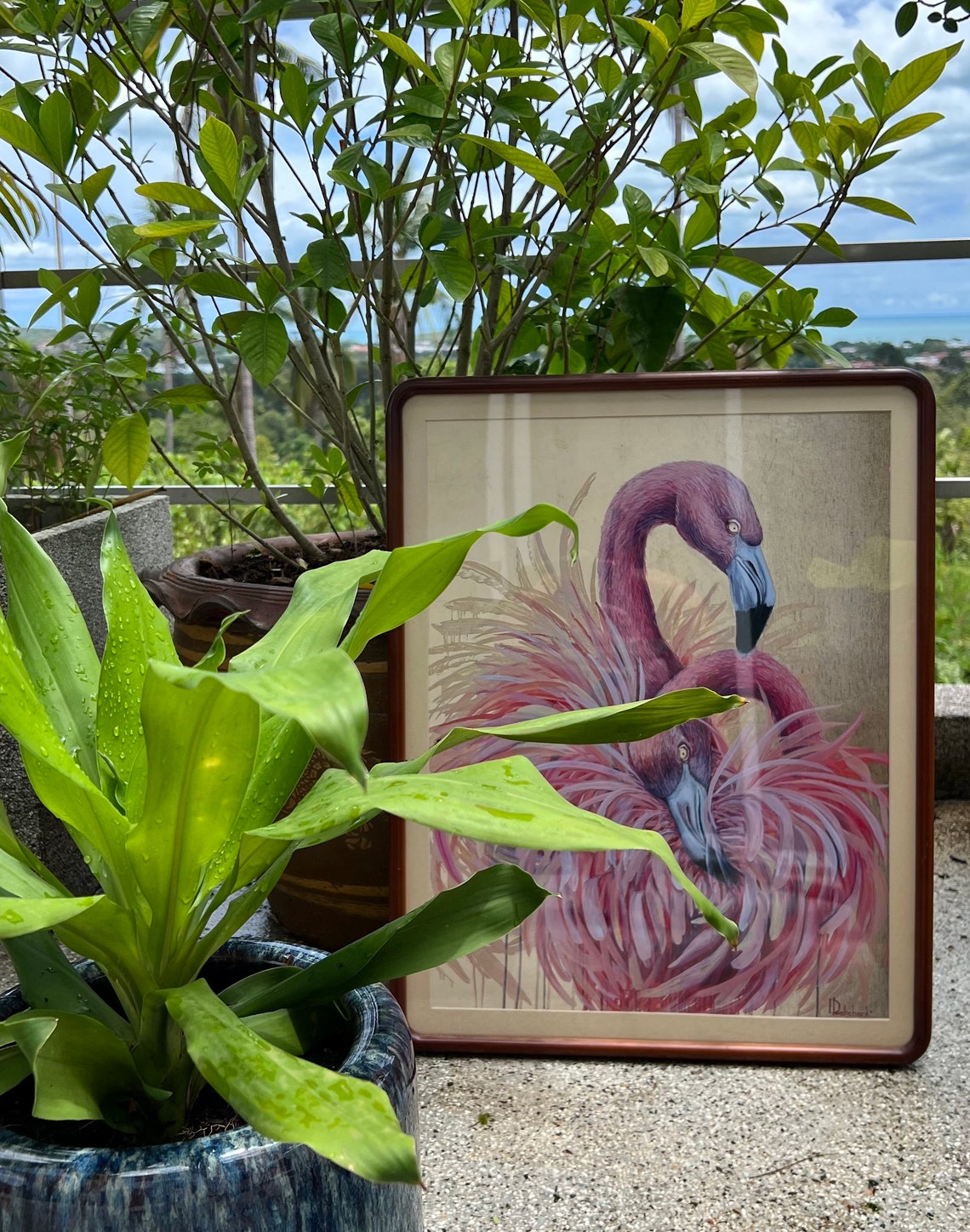 Tropical Wall Art Flamingo Fine Print Living Room Wallart Rose Wedding ...