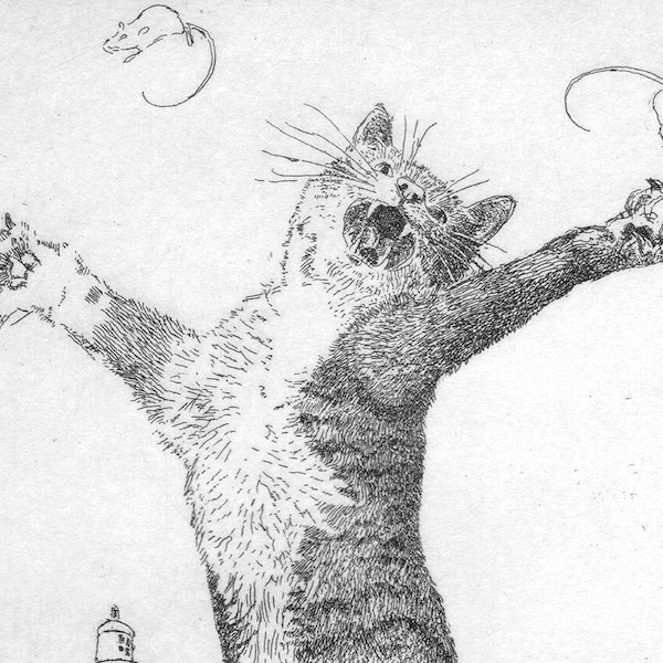 The Ten of Cats Original Limited Edition Etching by Alan Larkin Title ...