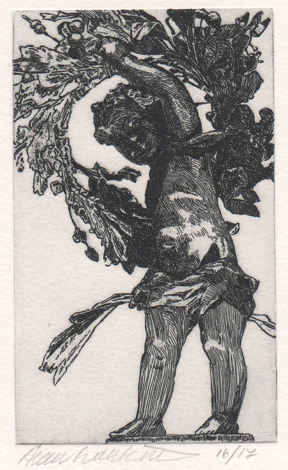 Putto With Wreath - Original Limited Edition Etching by Alan Larkin - Etsy