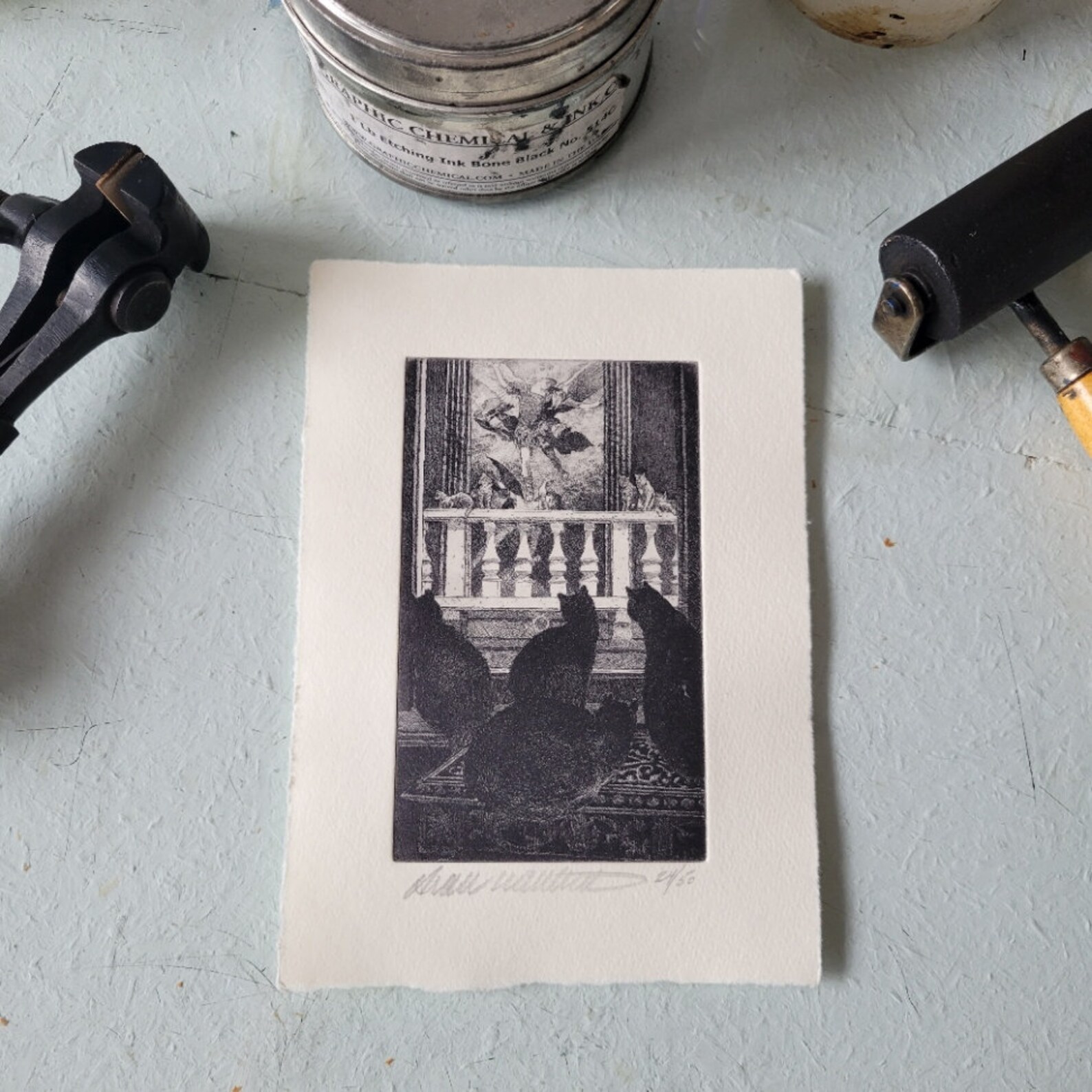 The Ten of Cats Original Limited Edition Etching by Alan Larkin Title ...