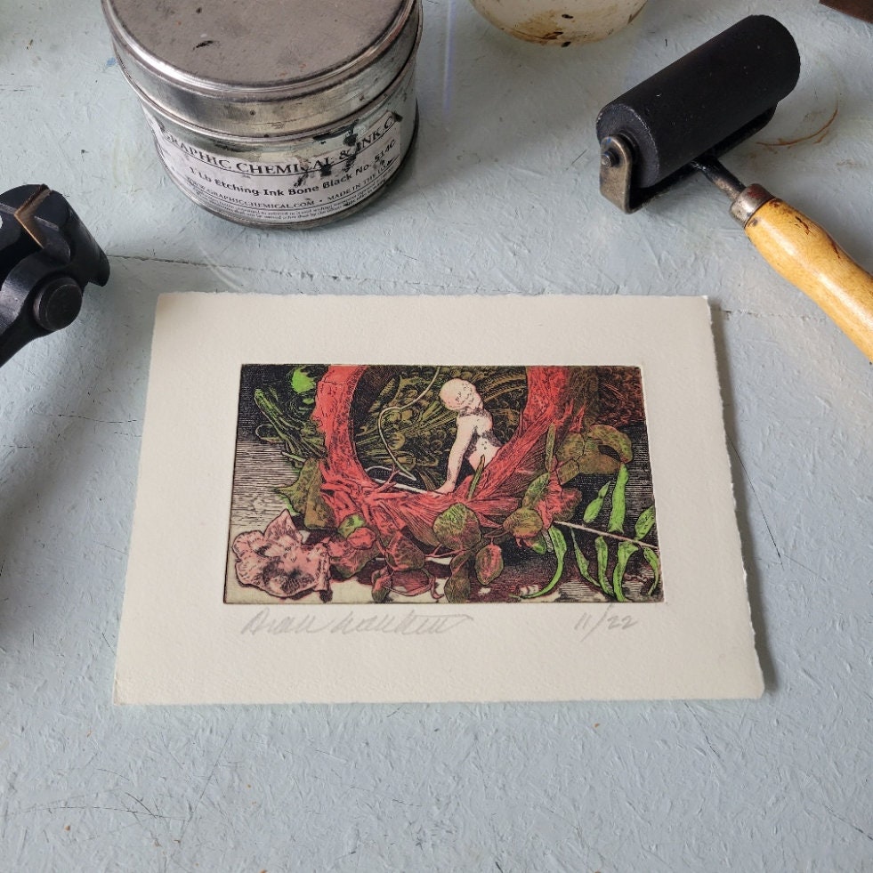 Still Life With Wreath and Fish - Original Limited Edition Etching by ...