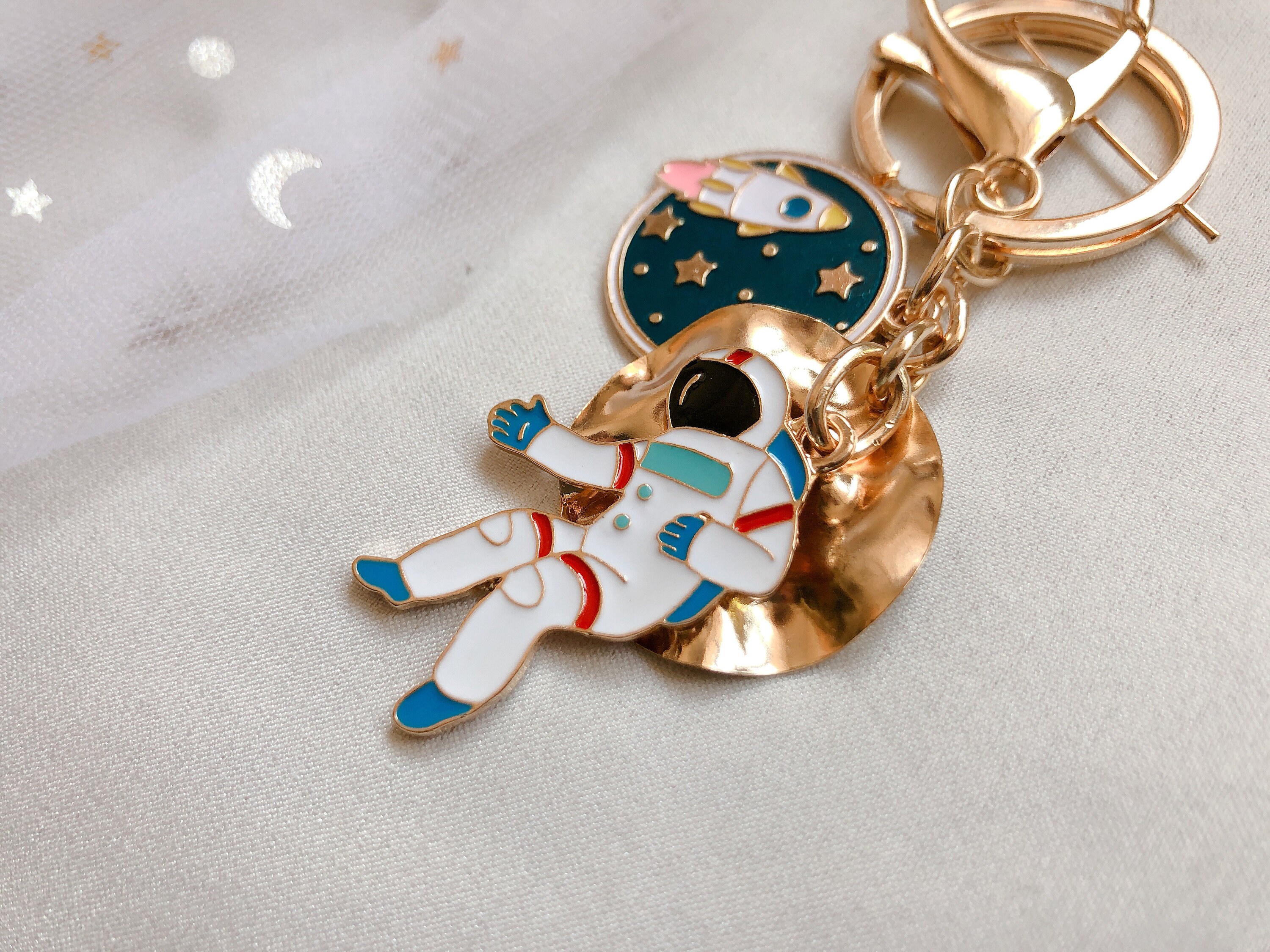 Space Keychain Spaceman and Spaceship Cute Keychain Gift | Etsy