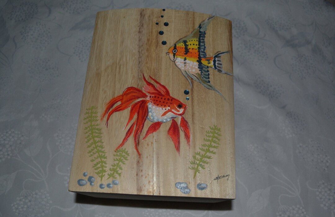 Large Box Painted Wooden Box Exotic Fish Etsy Large Box - Etsy