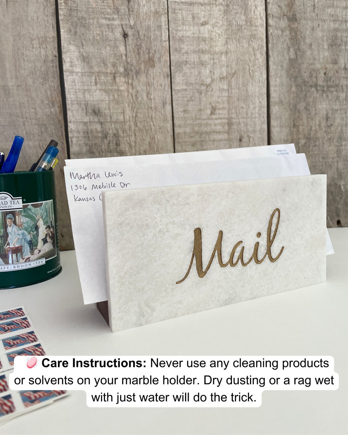 Bill Organizer Desk Marble Holder Paperwork Organization Office Gift ...