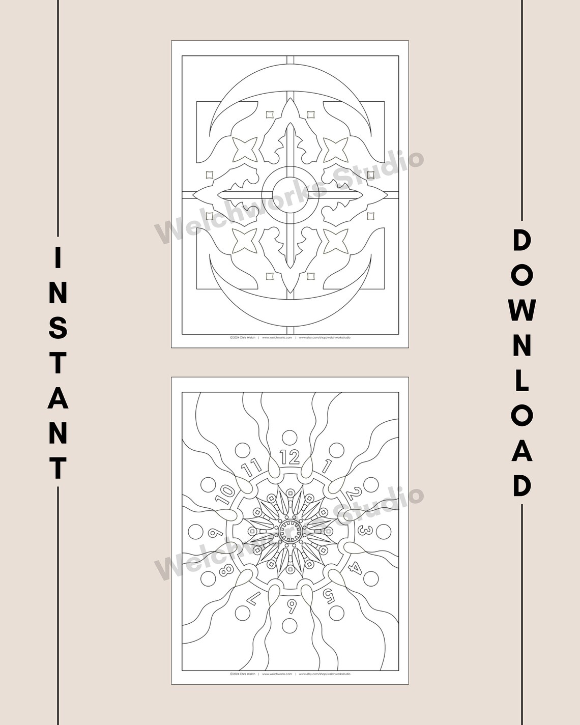 Geometric Coloring Page Printable Coloring for Adult Coloring Download ...