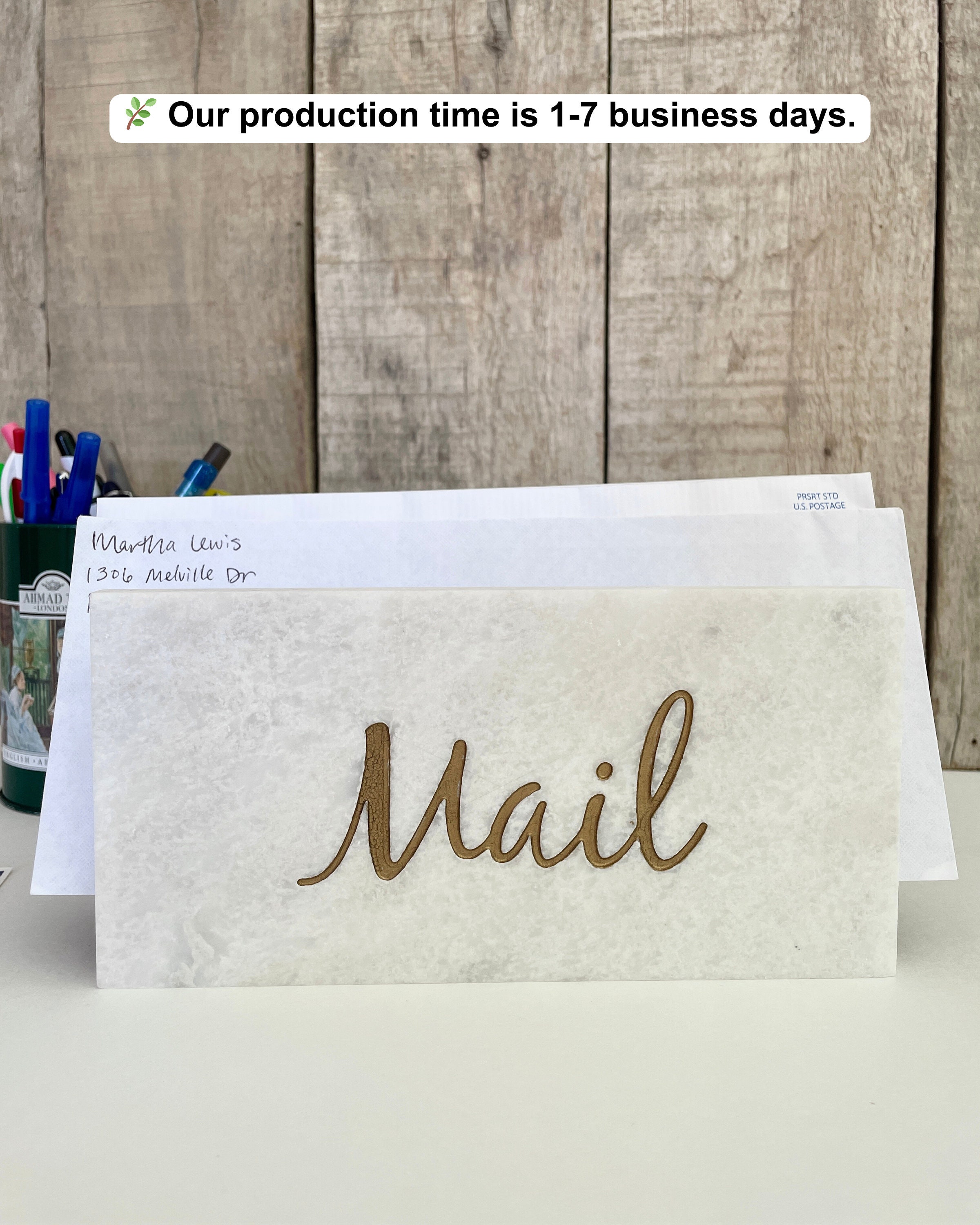 Bill Organizer Desk Marble Holder Paperwork Organization Office Gift ...