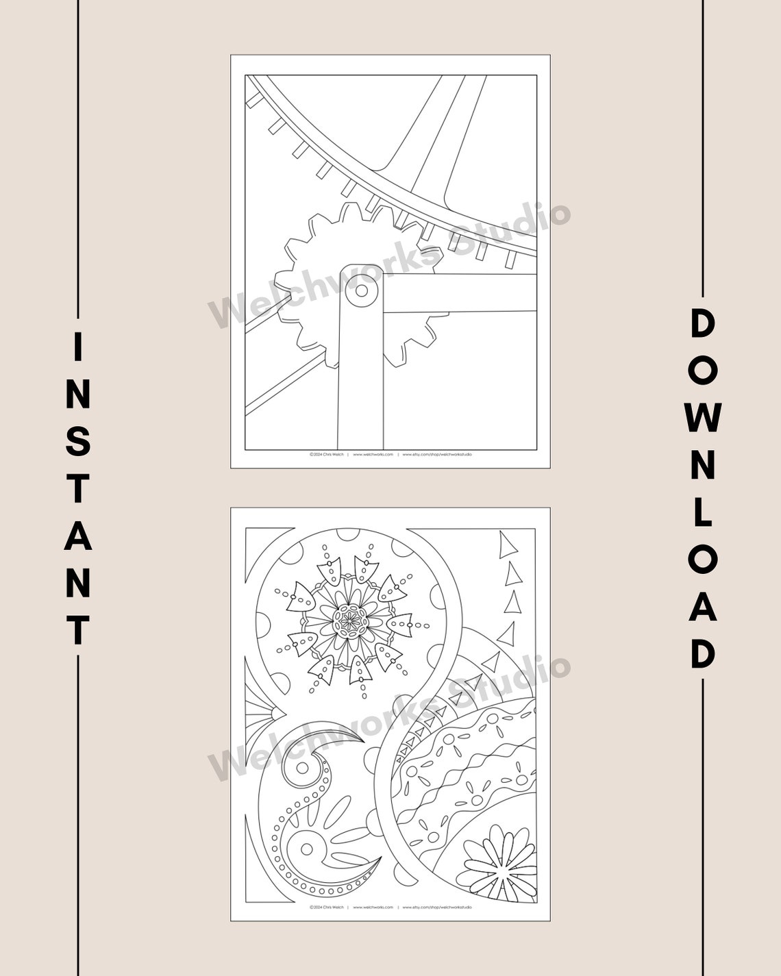 Geometric Coloring Page Printable Coloring for Adult Coloring Download ...