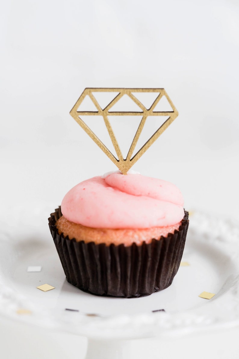 Diamond Cupcake Toppers // Diamond Topper // Gold Diamond // | Etsy