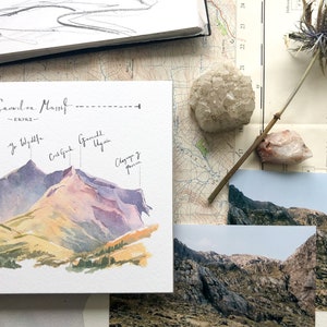 Snowdonia Illustrated Art Print of the Snowdon Massif Illustrated Art ...