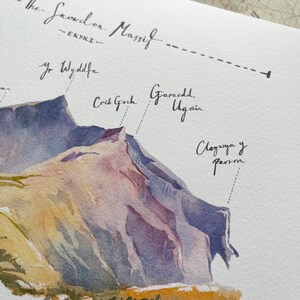 Snowdonia Illustrated Art Print of the Snowdon Massif Illustrated Art ...