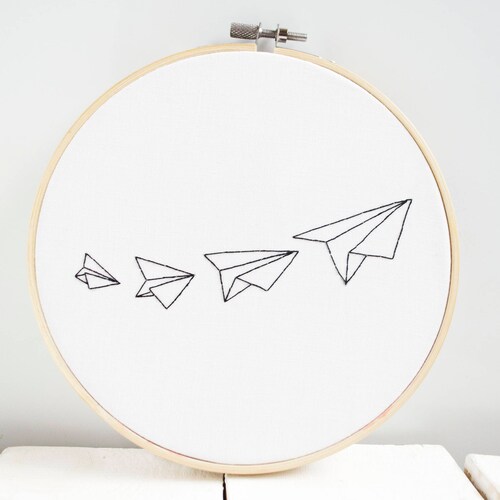 Paper Airplane Home Decor Embroidery Hoop Art Fiber Arts Wall - Etsy