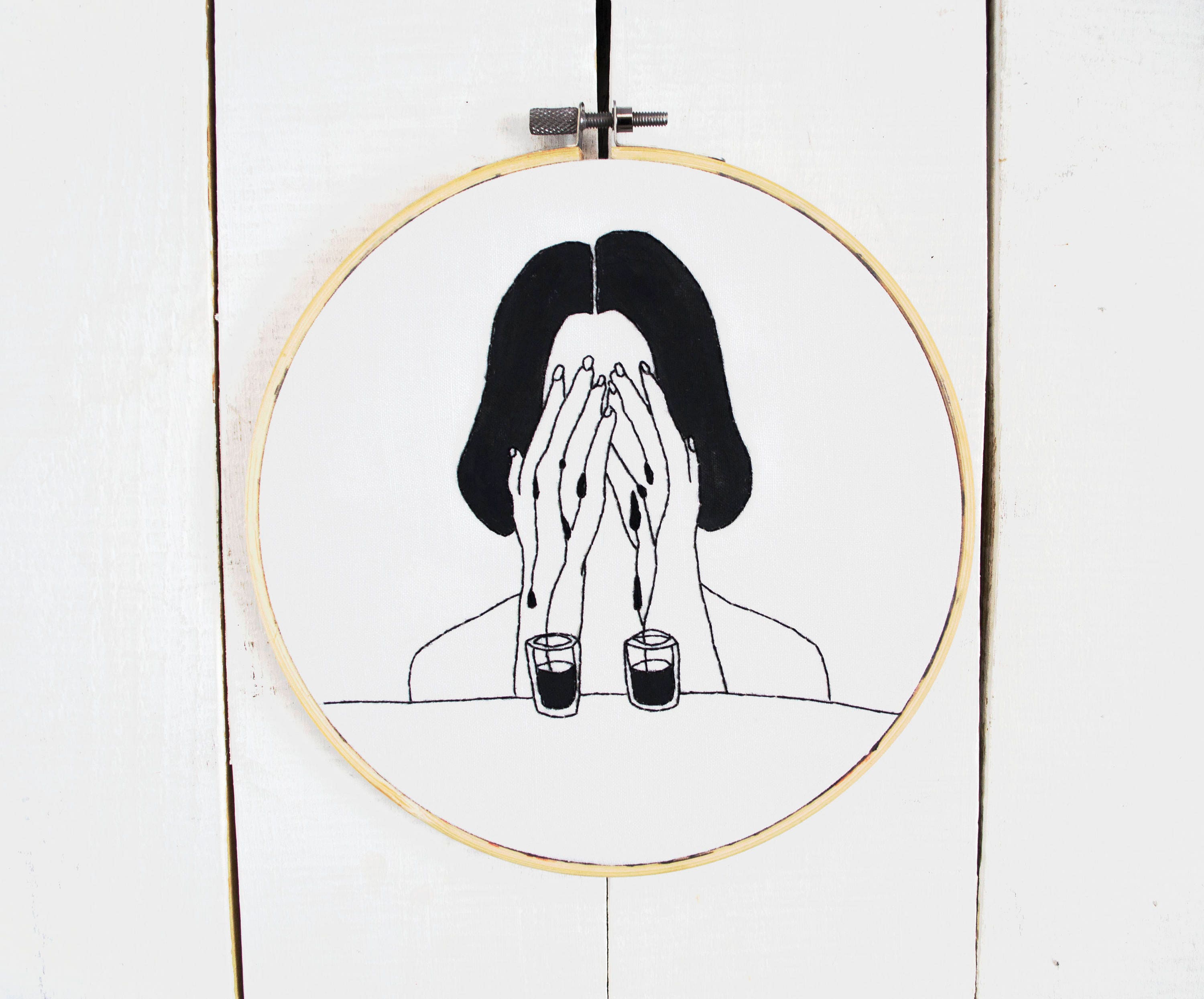Hand Embroidery Women Cry Wall Art Embroidery Hoop Art Tumblr - Etsy