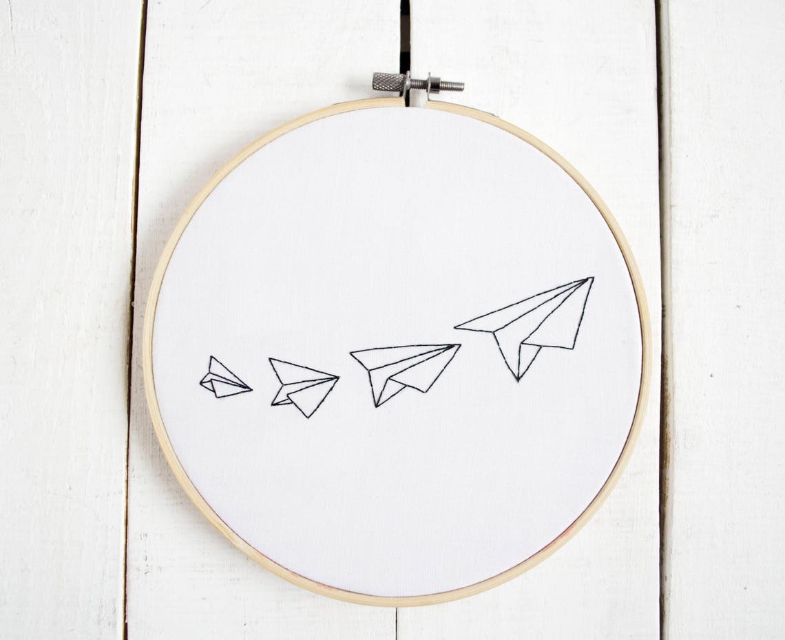 Paper Airplane Home Decor Embroidery Hoop Art Fiber Arts Wall - Etsy