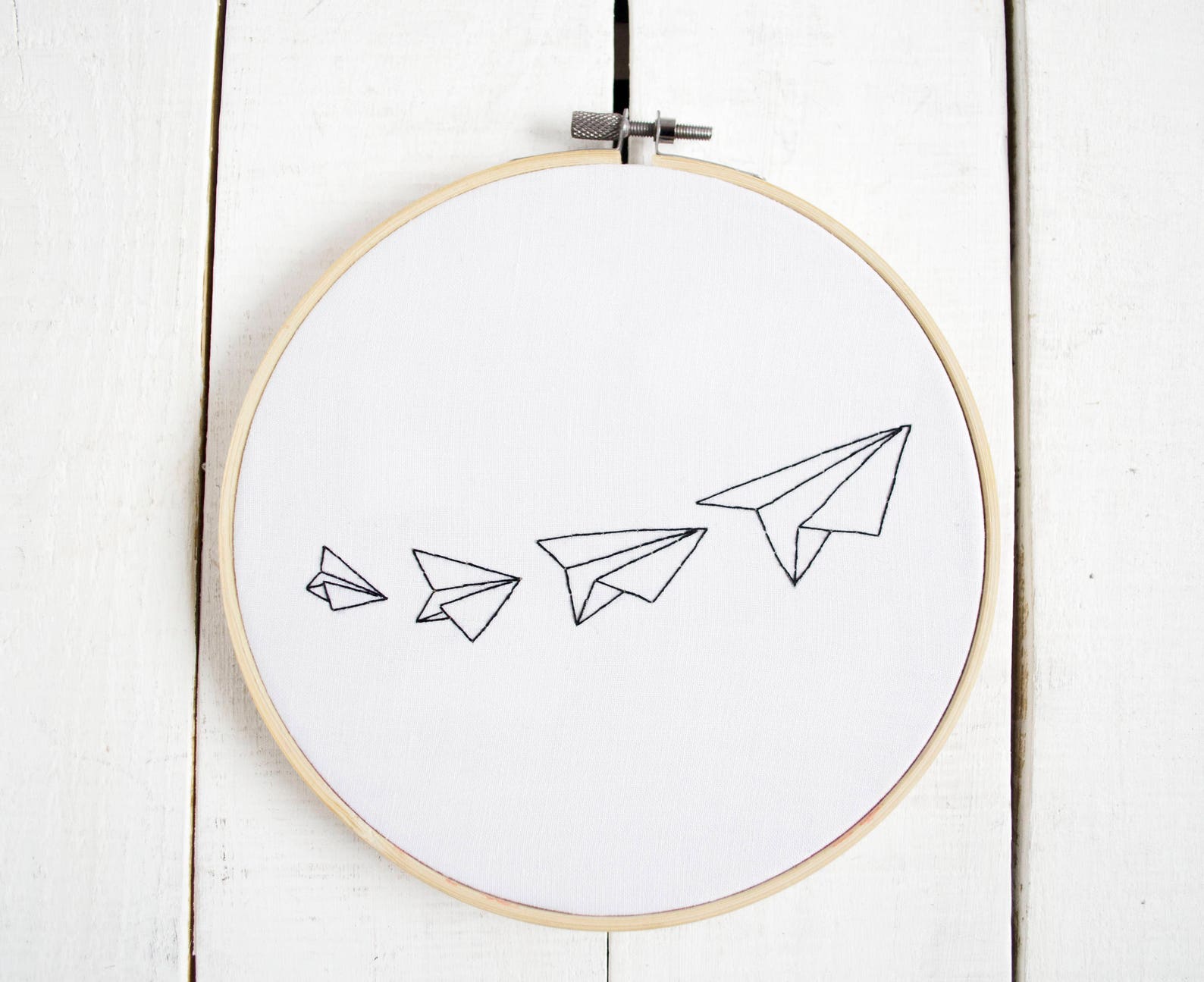 Paper Airplane Home Decor Embroidery Hoop Art Fiber Arts Wall - Etsy