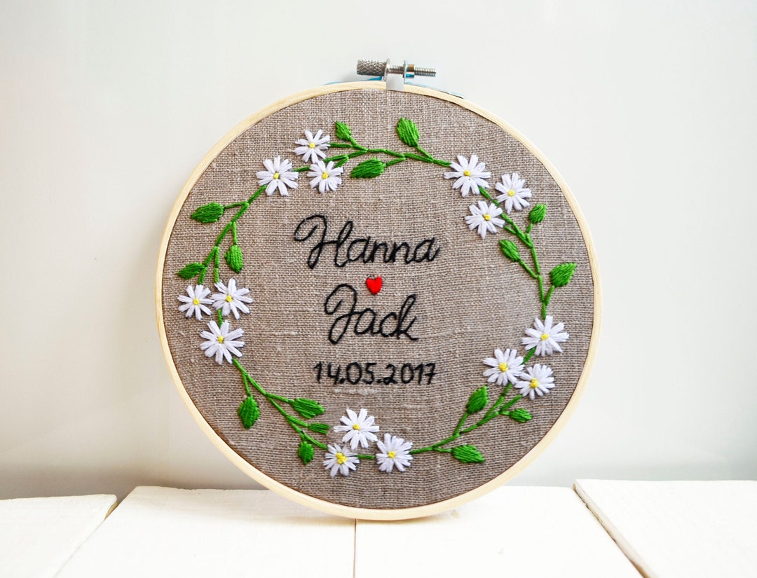 Personalized Wedding Embroidery Hoop Art Custom Couple Names Wedding ...