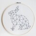 Geometric Rabbit Embroidered Art Hoop Table Home Decor Animal - Etsy