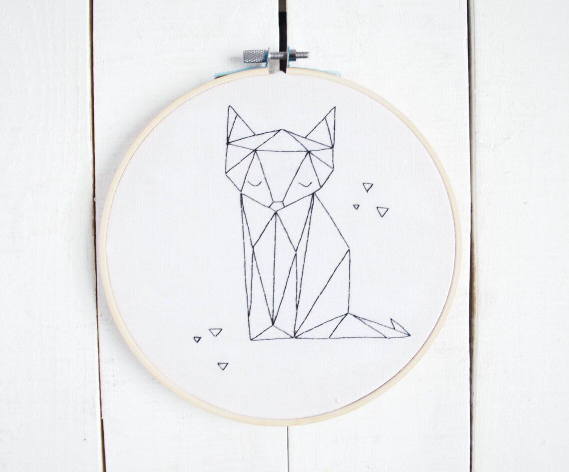 Geometric Fox Wall Art Geometric Animals Embroidery Hoop Art - Etsy