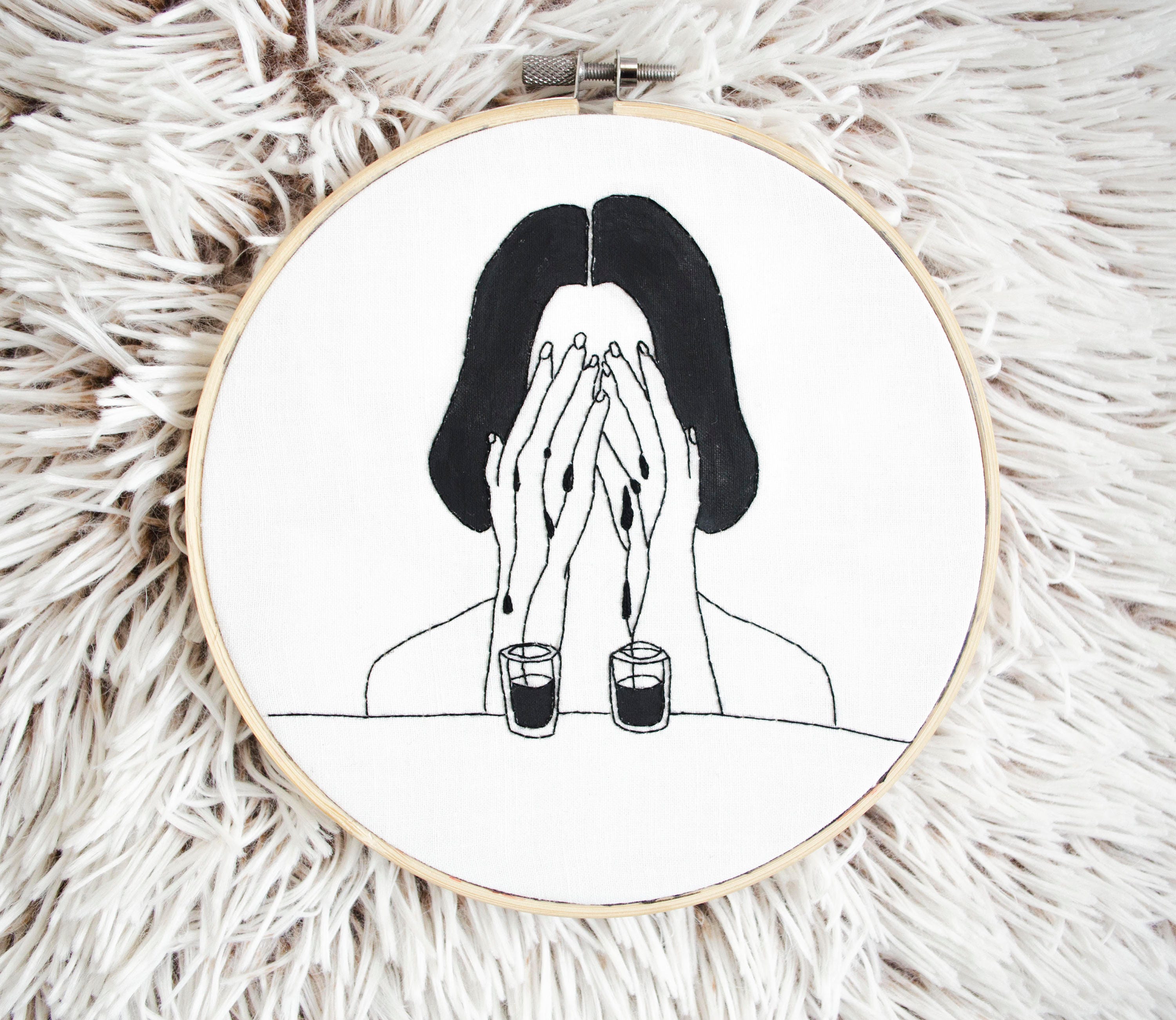 Hand Embroidery Women Cry Wall Art Embroidery Hoop Art Tumblr - Etsy
