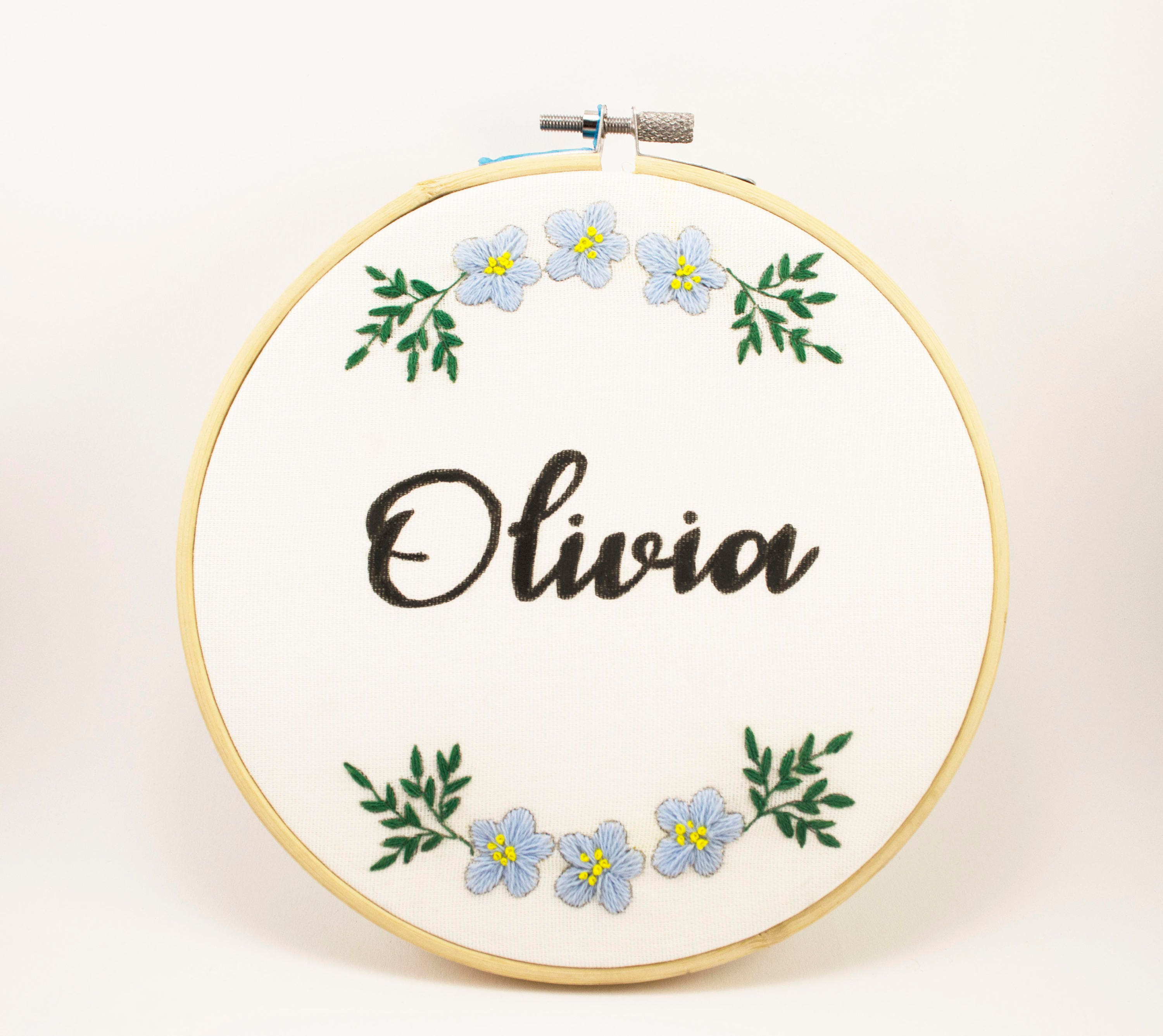 Personalized name embroidery hoop art Flowers embroidery | Etsy