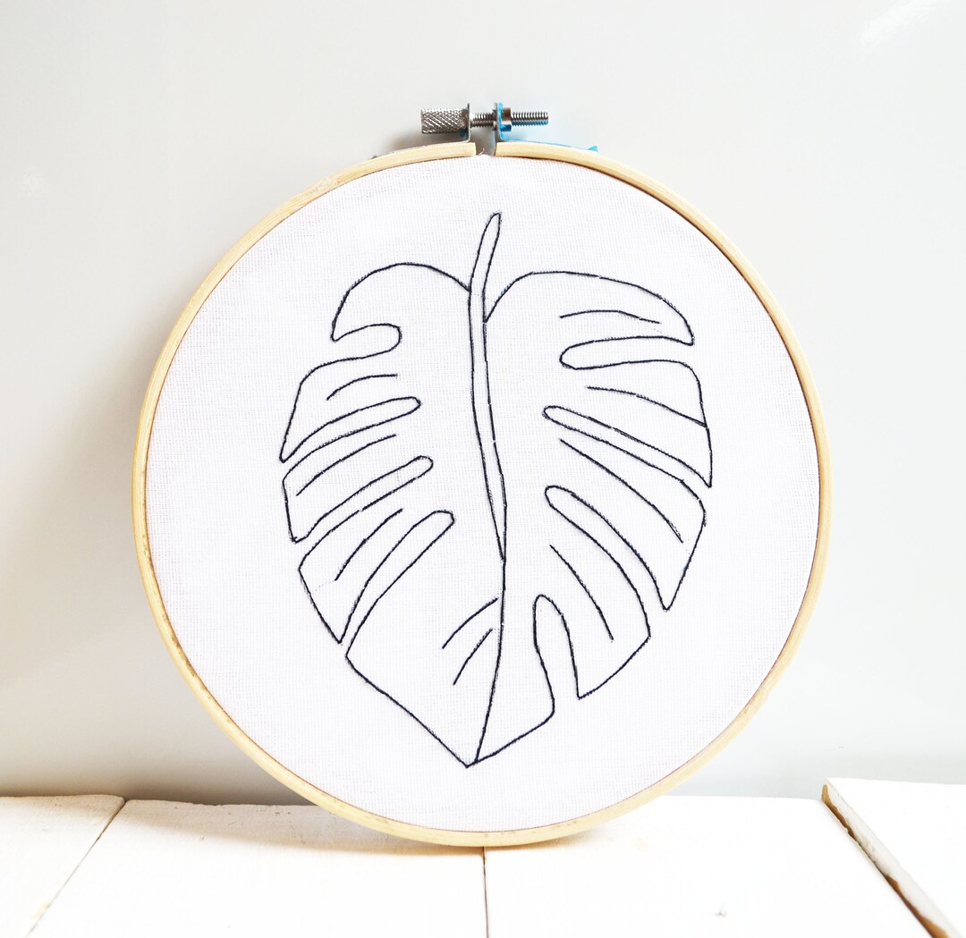 Monstera Leaf Embroidery Hoop Art Floral Bedroom Wall Art Hand ...