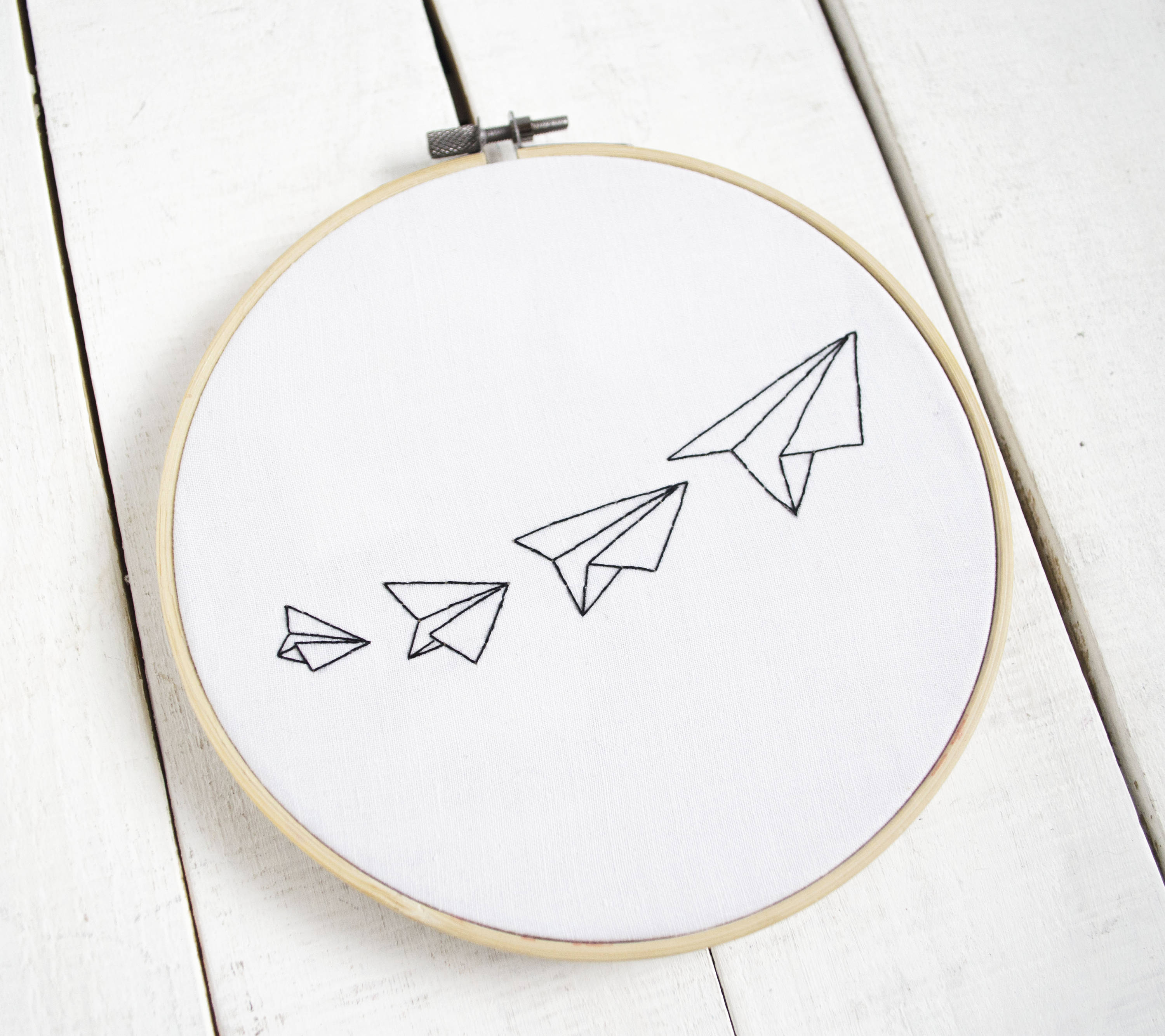 Paper Airplane Home Decor Embroidery Hoop Art Fiber Arts Wall - Etsy