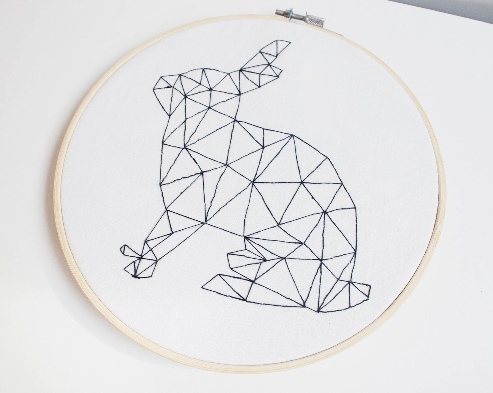 Geometric Rabbit Embroidered Art Hoop Table Home Decor Animal - Etsy