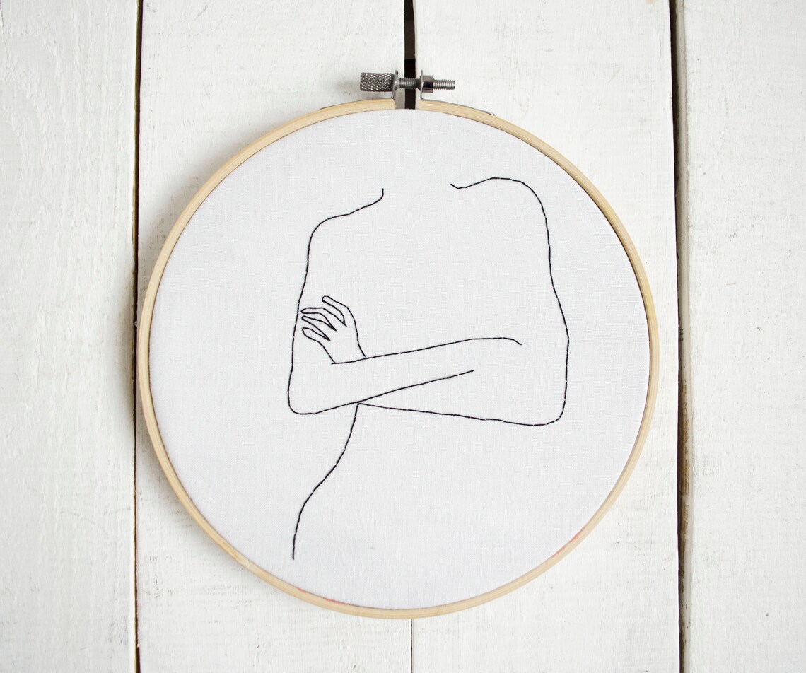 Contemporary Bedroom Decor One Line Drawing Embroidery Hoop - Etsy