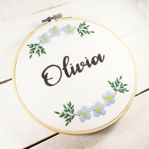 Personalized Name Embroidery Hoop Art Flowers Embroidery Custom Name ...