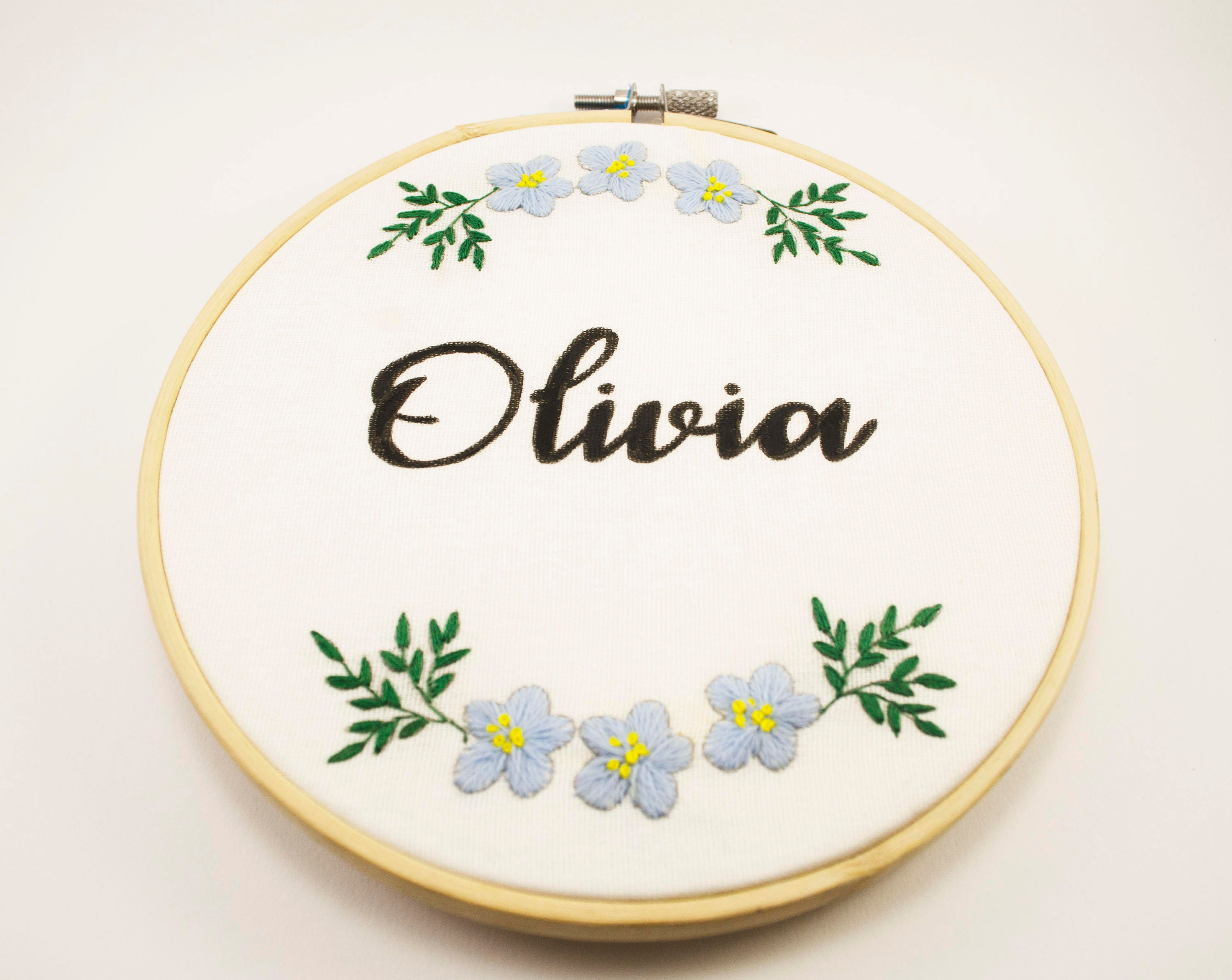 Personalized name embroidery hoop art Flowers embroidery | Etsy