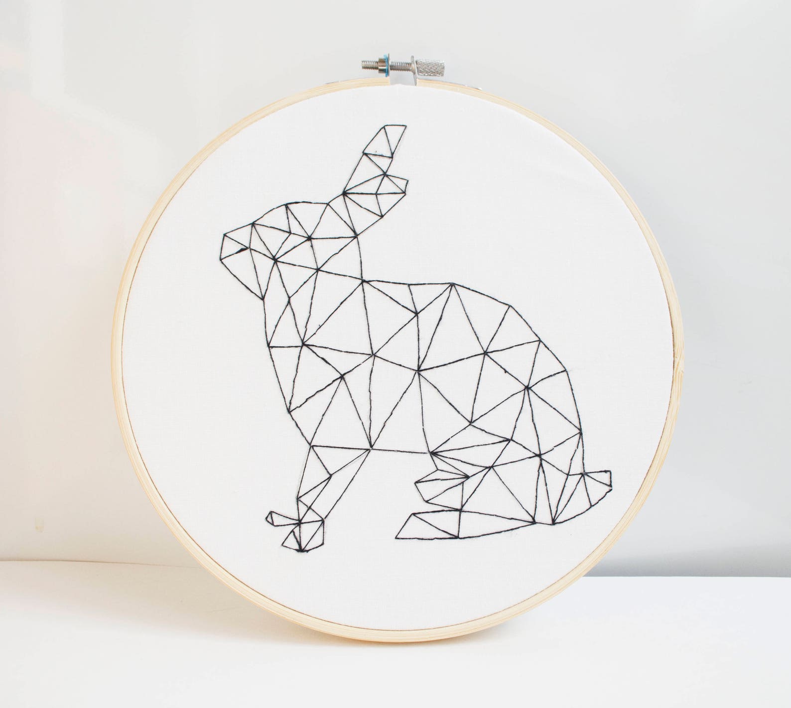 Geometric Rabbit Embroidered Art Hoop Table Home Decor Animal - Etsy