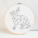 Geometric Rabbit Embroidered Art Hoop Table Home Decor Animal - Etsy