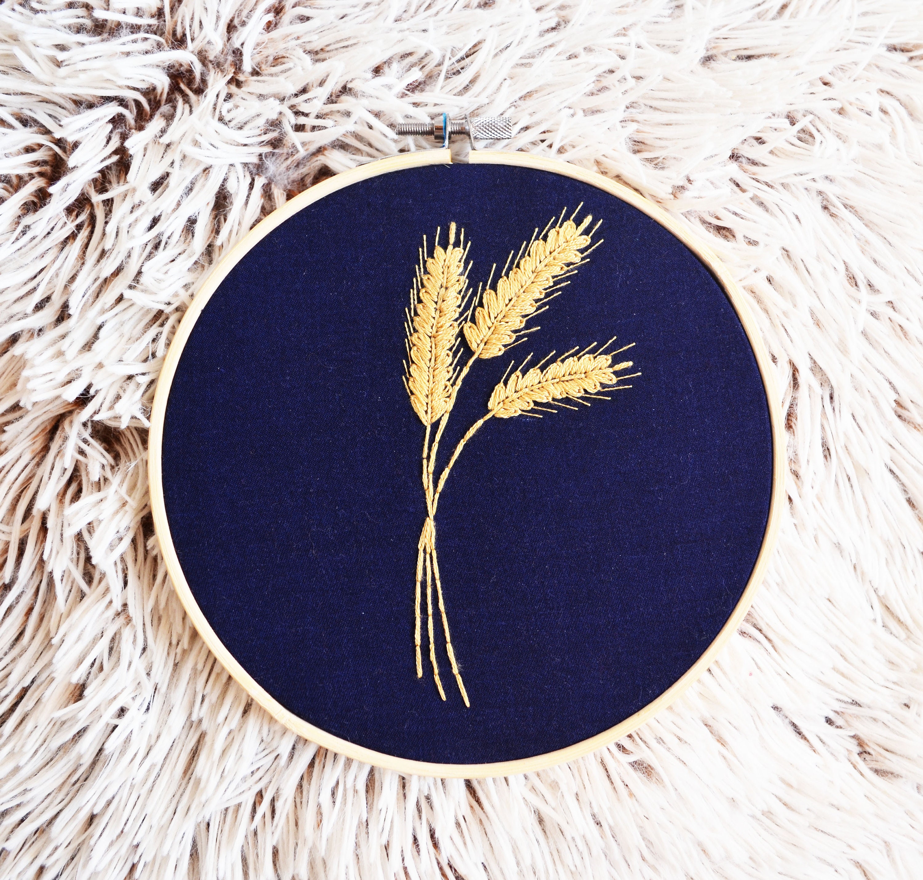 Wheat embroidery hoop art Floral wall hanging Flowers hand | Etsy